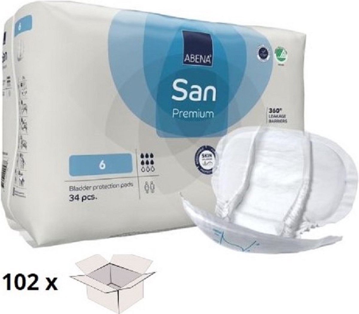 ABENA San 6, 102x Absorberende Inlegger in Karton, te Dragen in ...