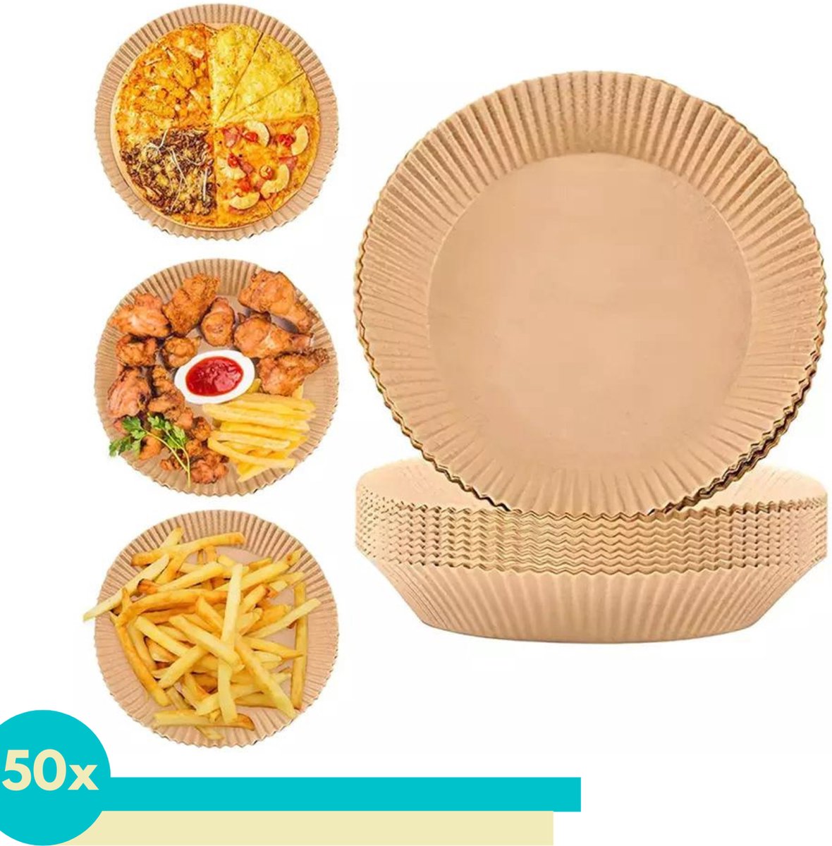 Lynnz® Airfryer Bakpapier - 50 Stuks - Wegwerpbakjes voor Airfryer XL ...
