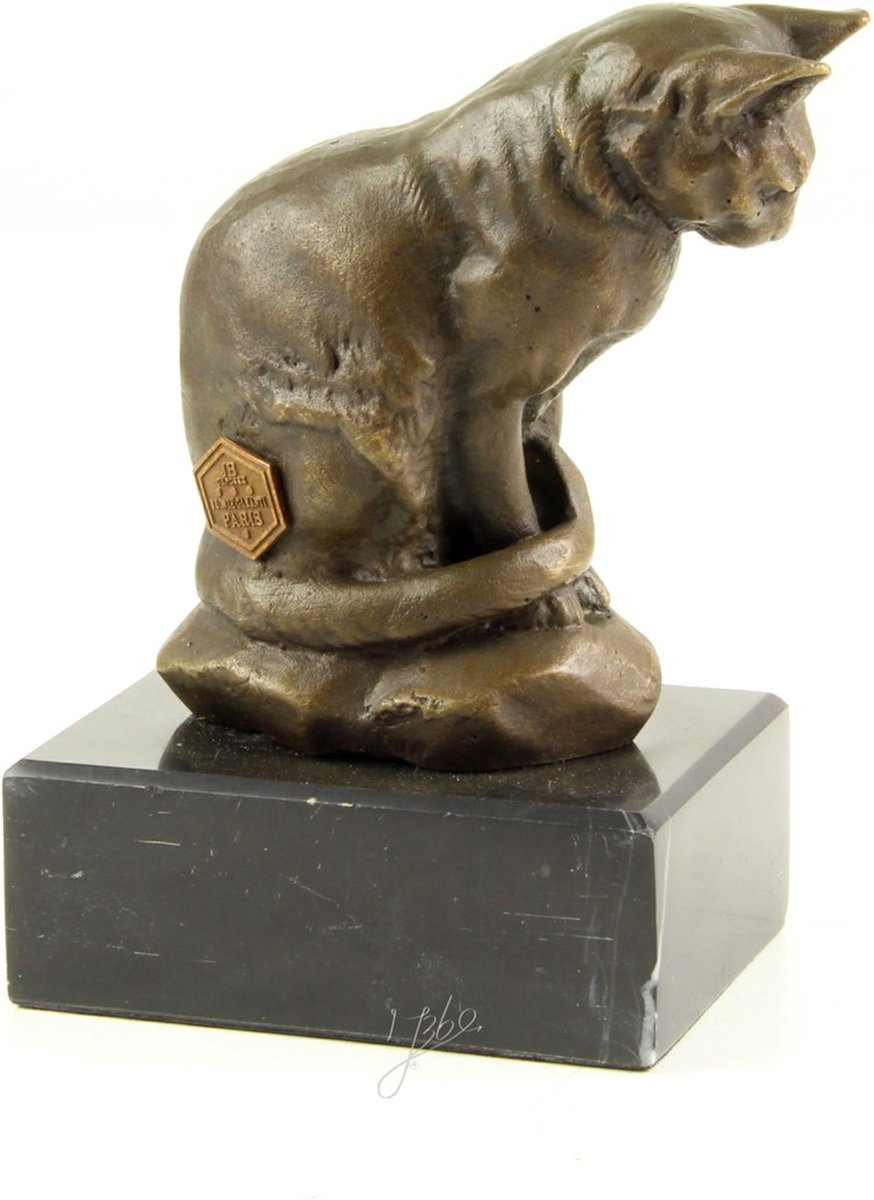 Beeldje - brons - zittende kat - 12cm hoog | bol.com