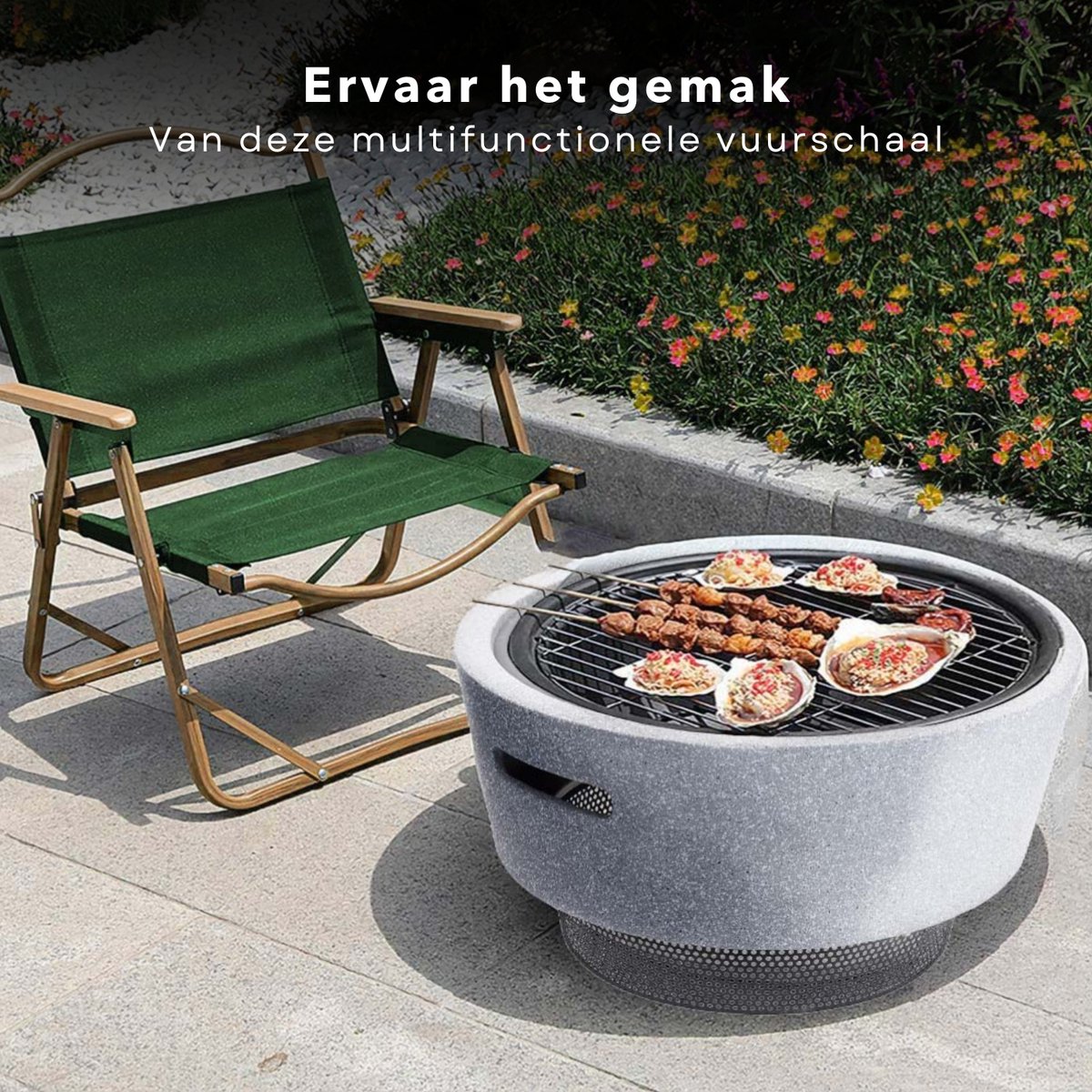 Cheqo® 2-in-1 Vuurschaal met BBQ Rooster - Barbecue - Terrashaard ...