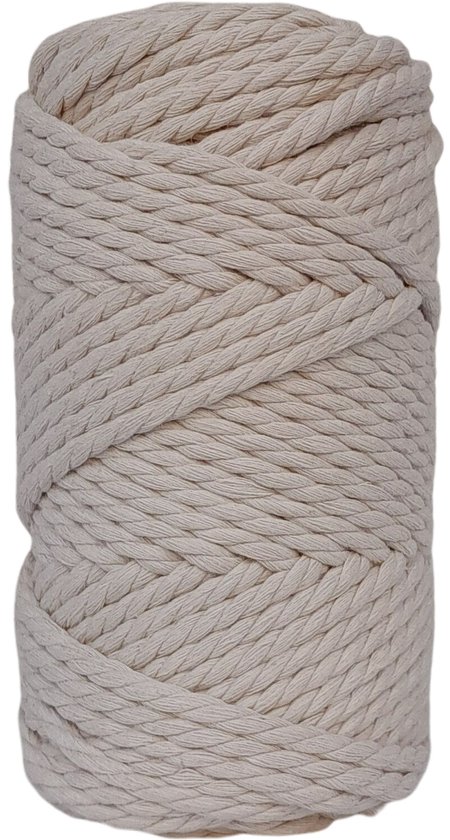 Cafuné Premium Macramé Touw-Triple Twist- 5 mm - Beige - 40m - 250gr ...