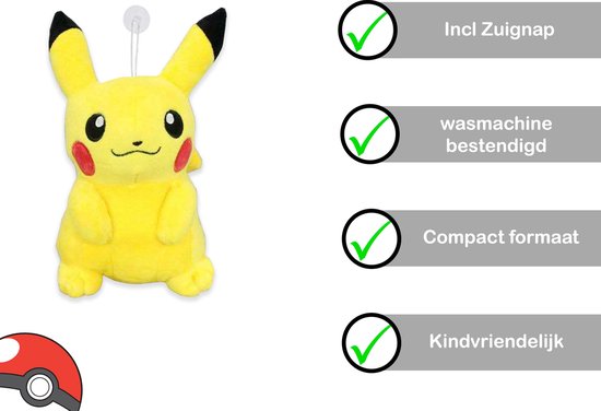 Pokémon - Pikachu Knuffel - Pluche Knuffel - 23 cm - Incl zuignap | bol.com
