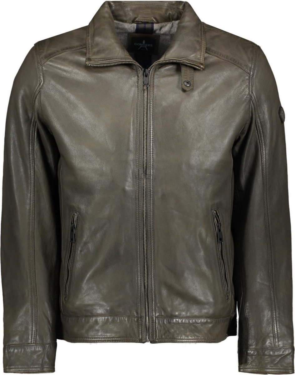 Donders Jas Leather Jacket 52318 690 Green Olive Mannen Maat - 52 | bol.com