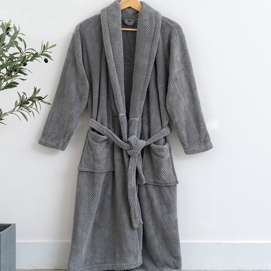 Badjas Halflang wafel met cadeauverpakking - Grijs - Ochtendjas ...