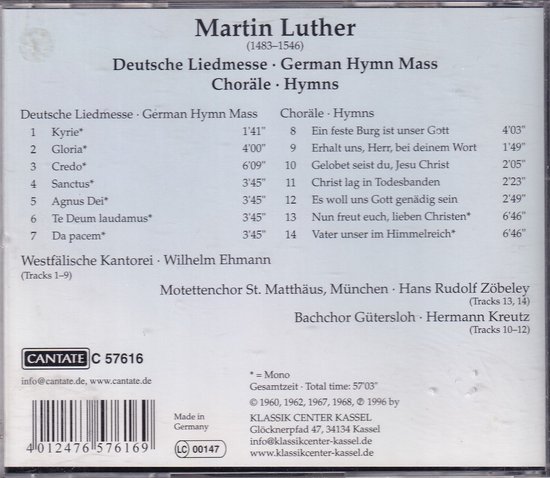 Deutsche Liedmesse - Martin Luther - Westfalische Kantorei o.l.v ...