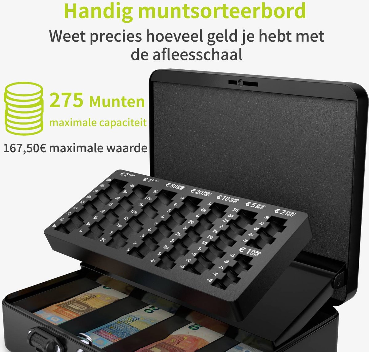 ACROPAQ Geldkistje - Premium, Geldkist met sleutel, 30 x 25 x 9 cm ...