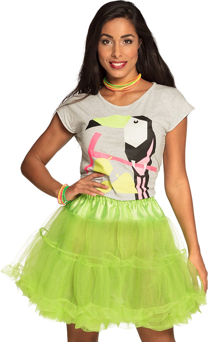 Boland - Petticoat de luxe - Groen,Neon - 46 - Volwassenen - Can Can ...