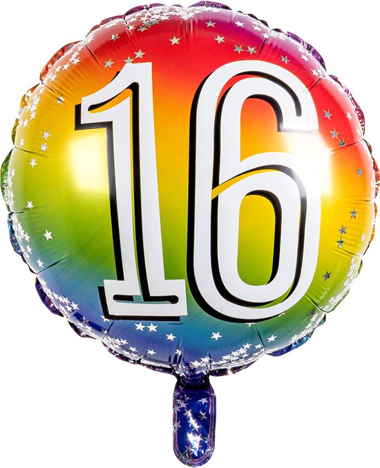 Boland - Folieballon '16' 16 - Multi - Cijfer ballon | bol