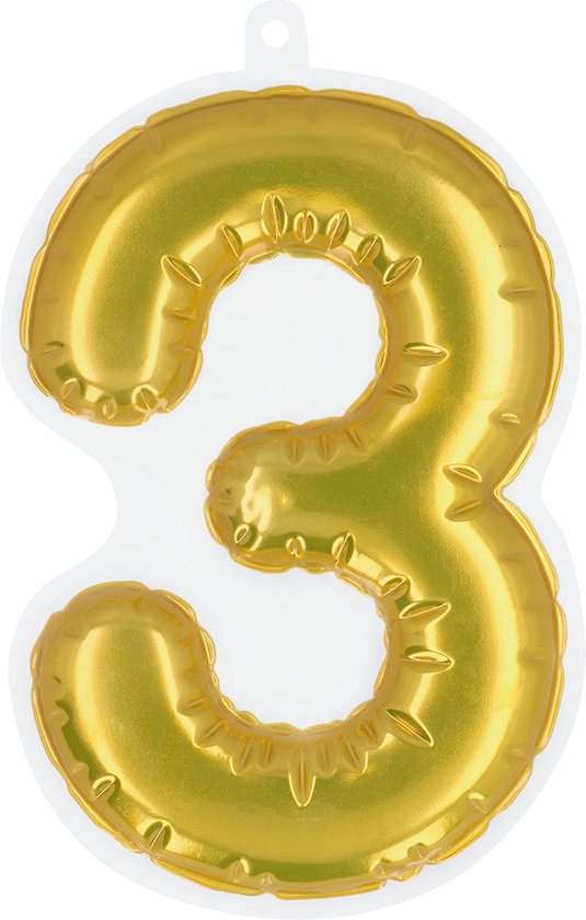 Boland - Sticker Folieballon '3' goud Goud - Black & Gold - Black ...