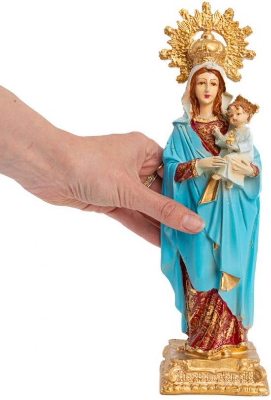 Beeld van Moeder Maria met Kindje Jezus - met Kroon – Handgeschilderd ...