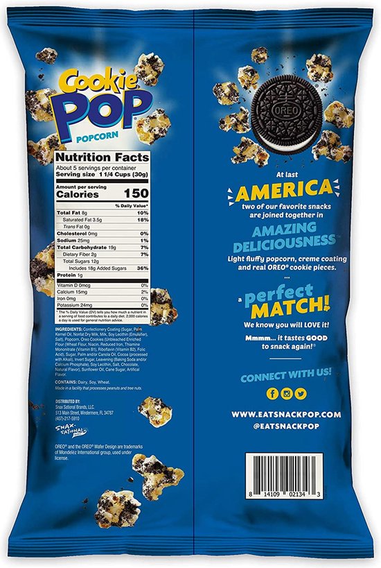 Cookie Pop Oreo Popcorn - 3 Zakken van 149 Gram - Popcorn - Amerikaans ...