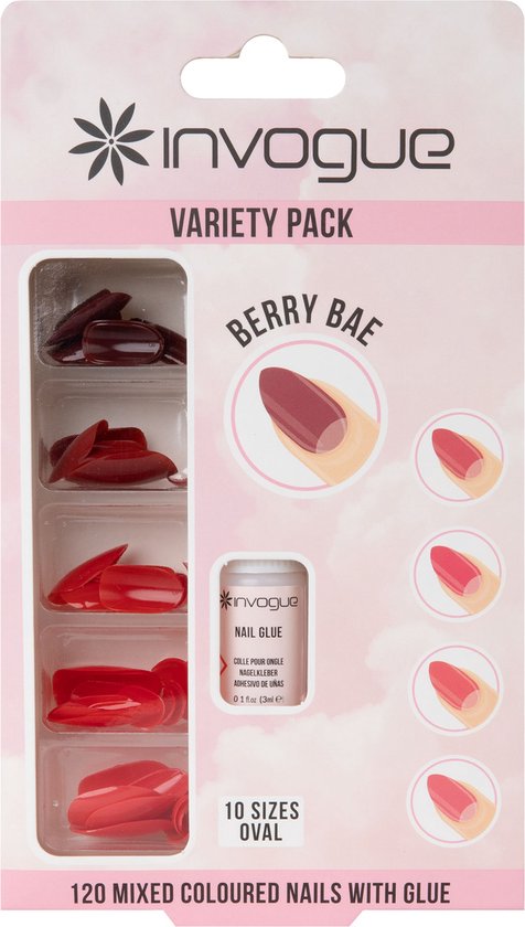 Invogue 120 Mixed Oval Coloured Nails With Glue - Barry Bae | bol