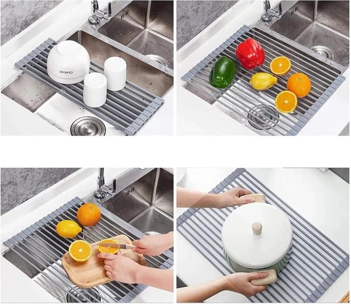 Minismus afdruiprek voor de gootsteen - oprolbaar afdruiprek ...