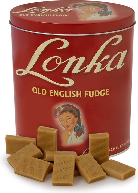 Lonka Fudge Caramel in blik - 50 per stuk verpakte Lonka fudgeblokjes ...
