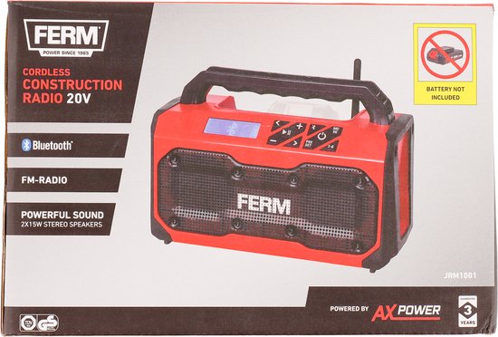 Ferm - Bouwradio - 20V Draadloos Bluetooth 2X15W Stereo Speakers | bol