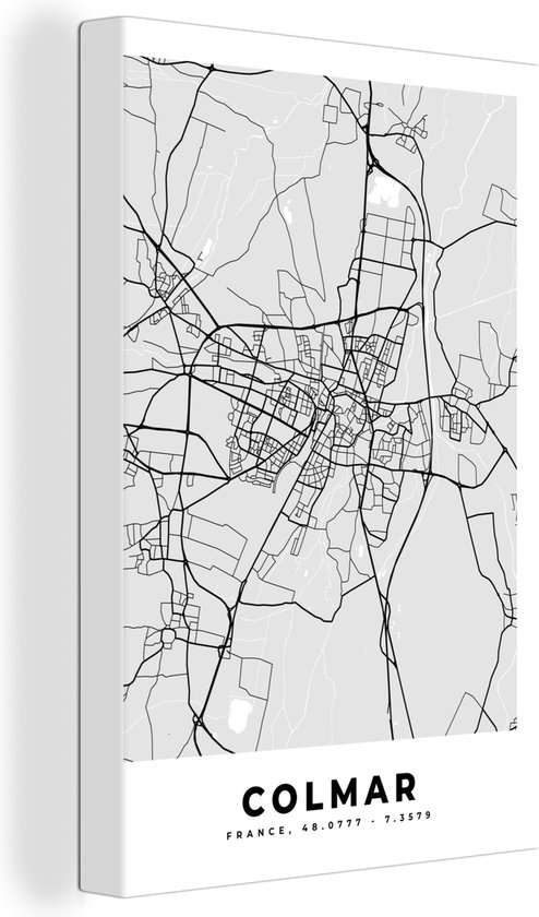 Canvas Schilderij Frankrijk - Plattegrond - Kaart - Colmar - Stadskaart ...