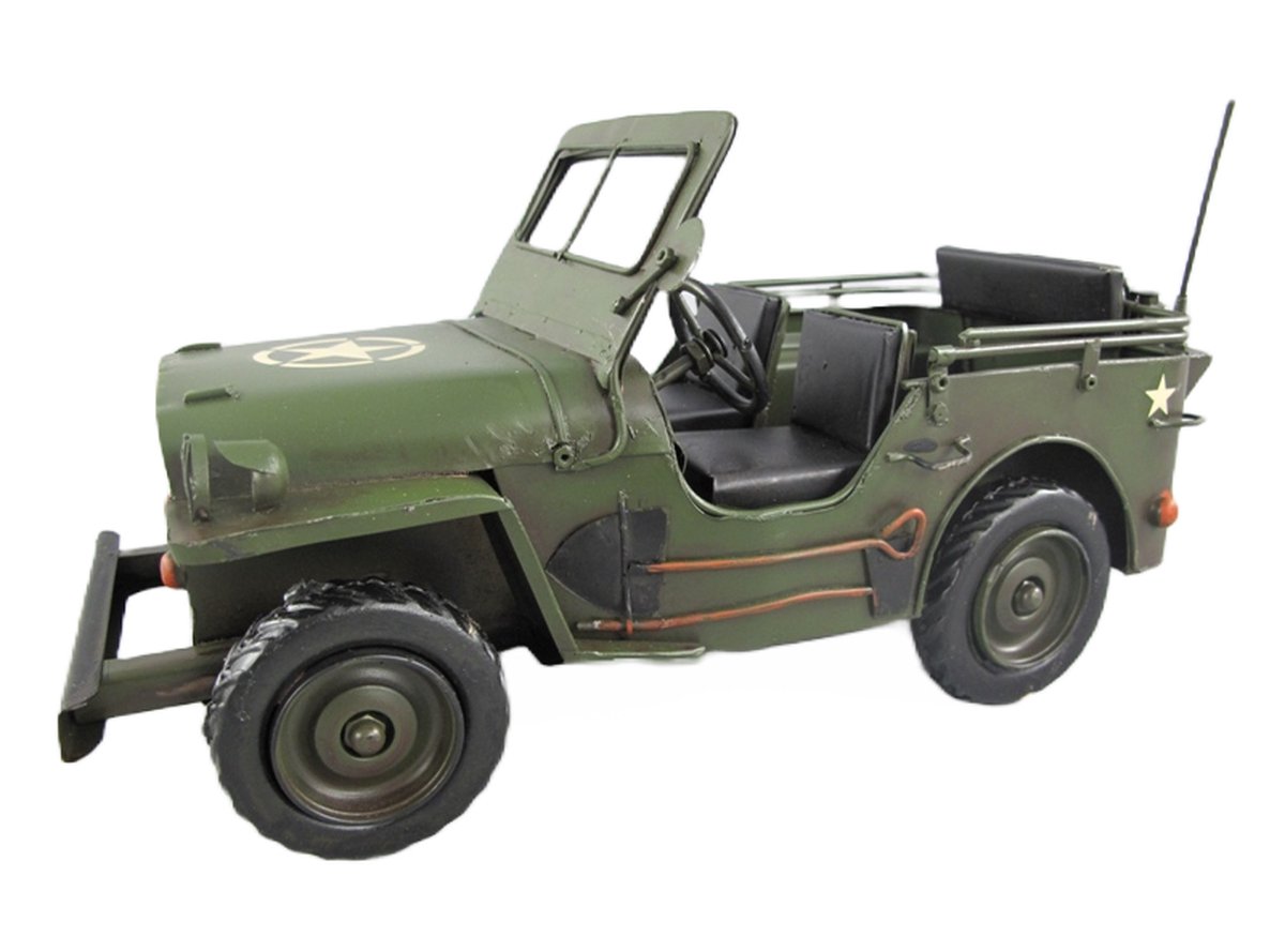 Decoratie Leger Jeep - Miniatuur 30x13x15cm - Groen - Modelauto ...