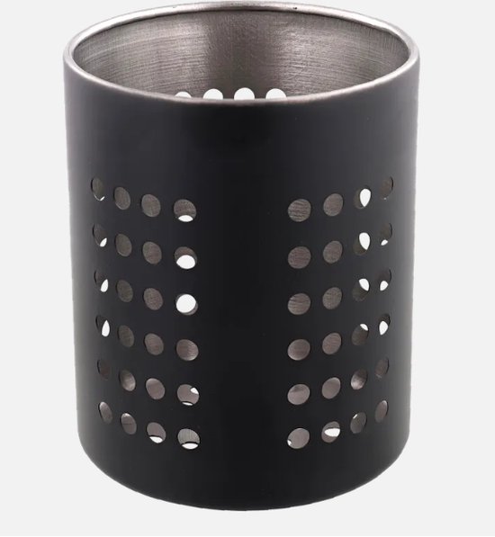 Bestekhouder - RVS - Zwart - Ø 11,1 x 13,5 cm | bol.com
