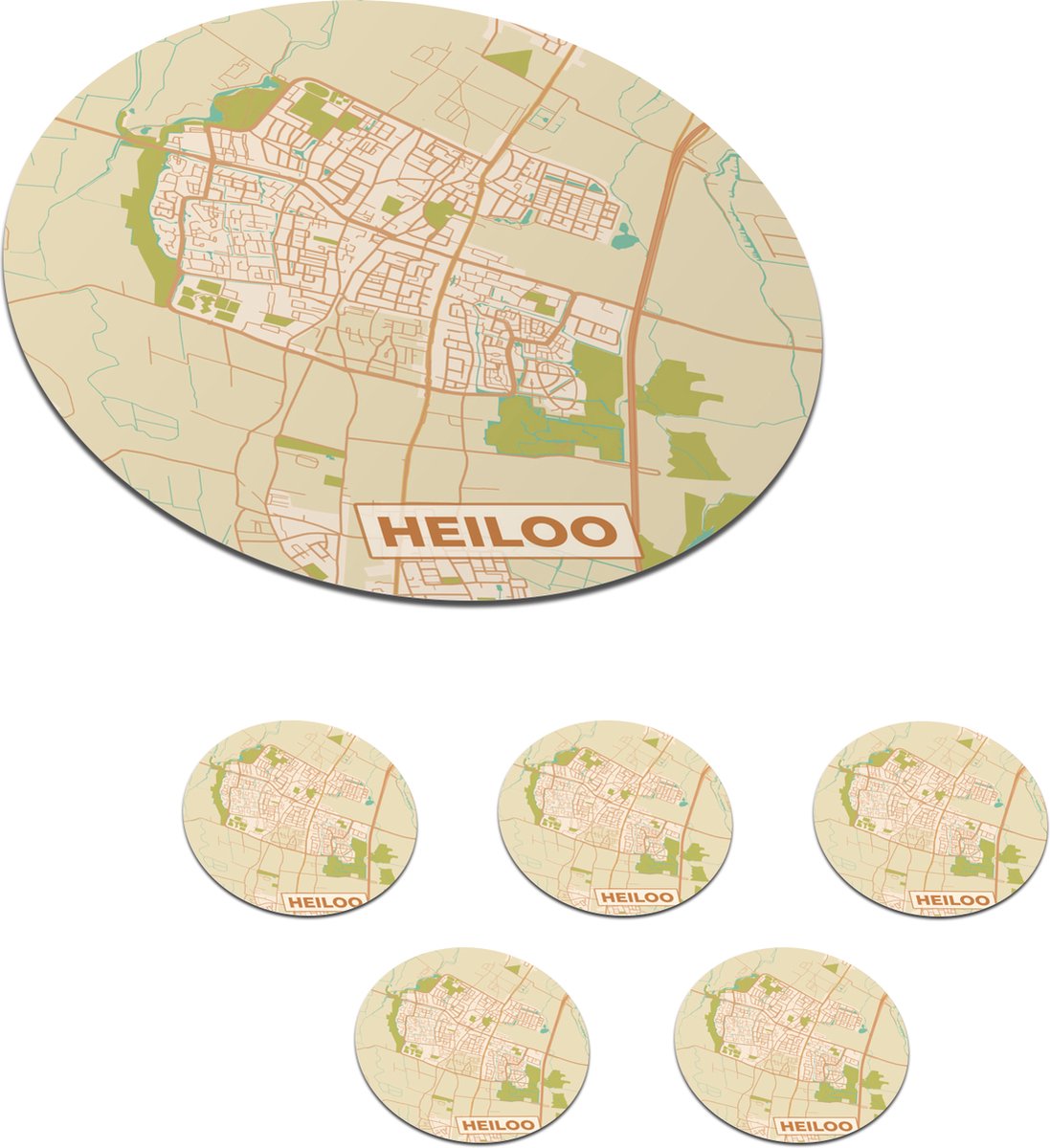 Onderzetters voor glazen - Rond - Stadskaart - Kaart - Plattegrond ...