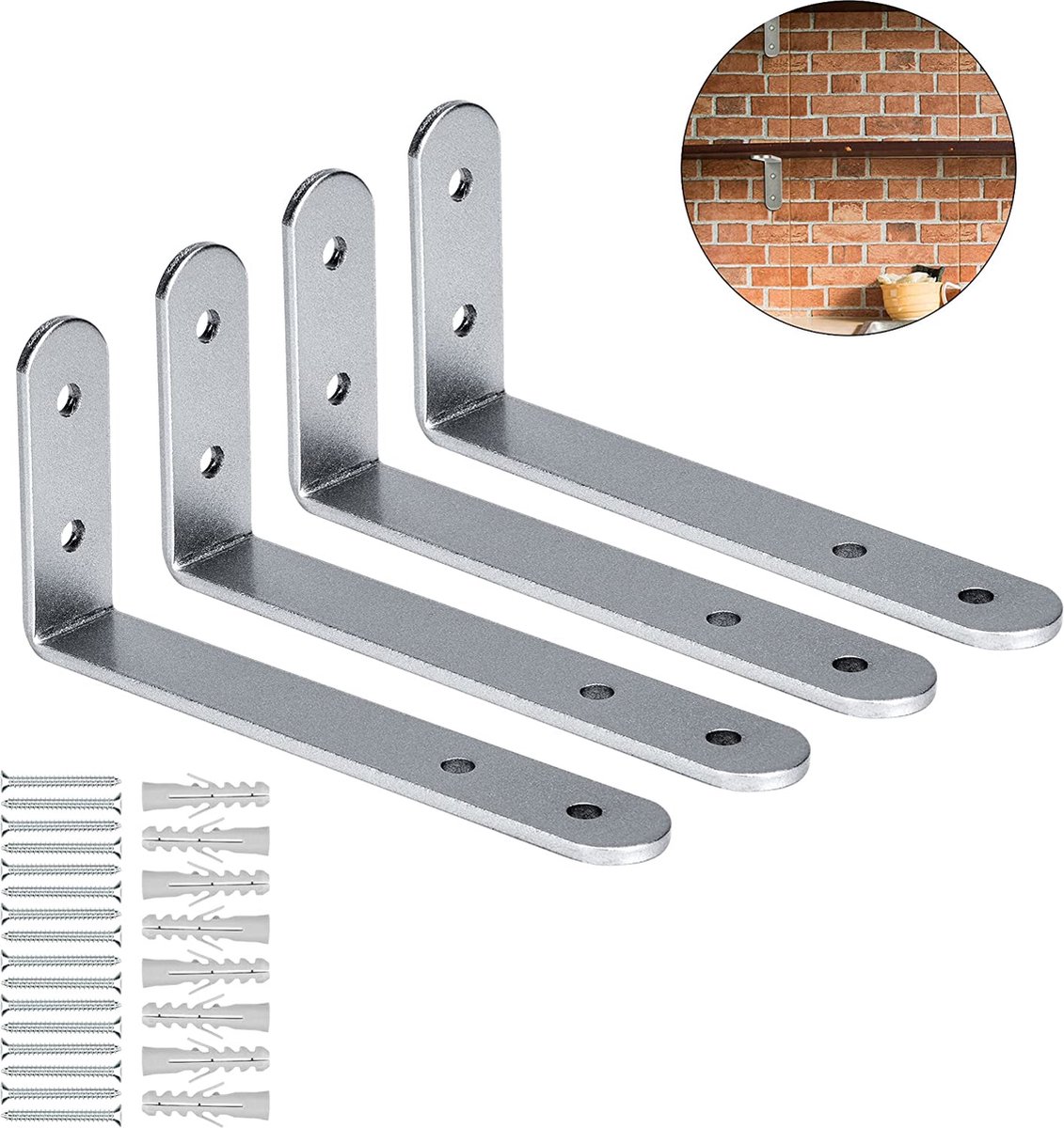 WELLOCKS Plankbeugels 6,5 × 3 inch heavy duty, L hoekbeugel zilver metalen decoratieve... | bol