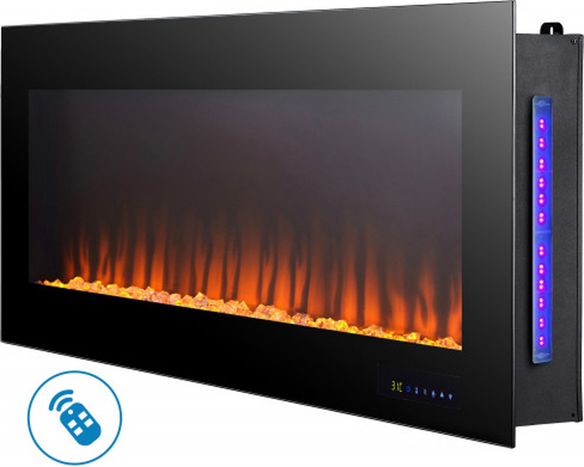 Oneiro's luxe Grote elektrische wandhaard 2000 W met led-verlich 122 x ...