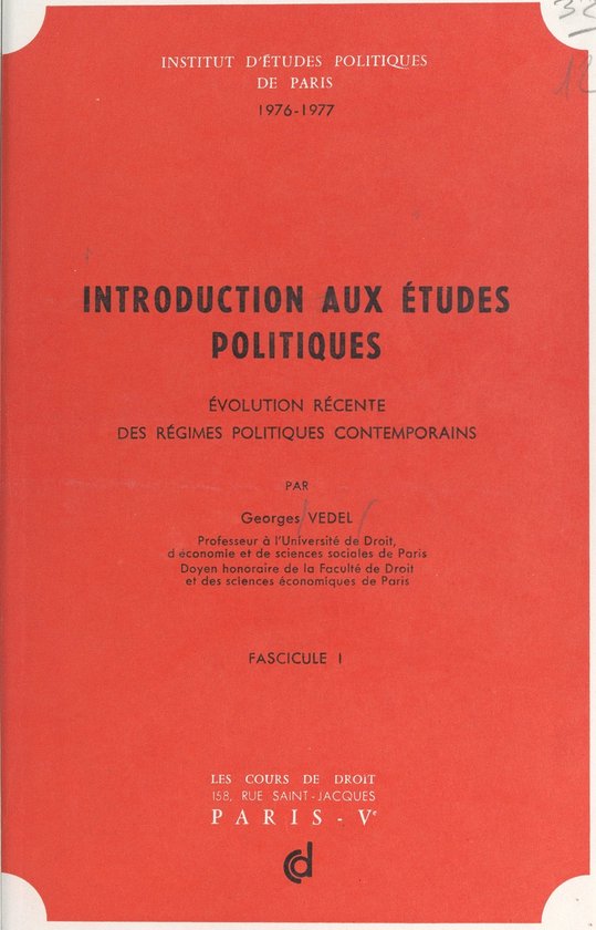 Introduction aux études politiques (ebook), Georges Vedel ...