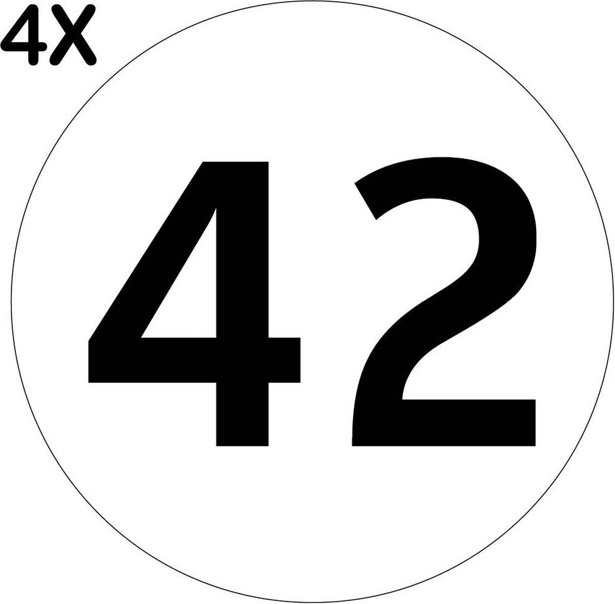 Containerstickers Huisnummer "42" - 25x25cm - Wit met Zwarte Cirkel ...
