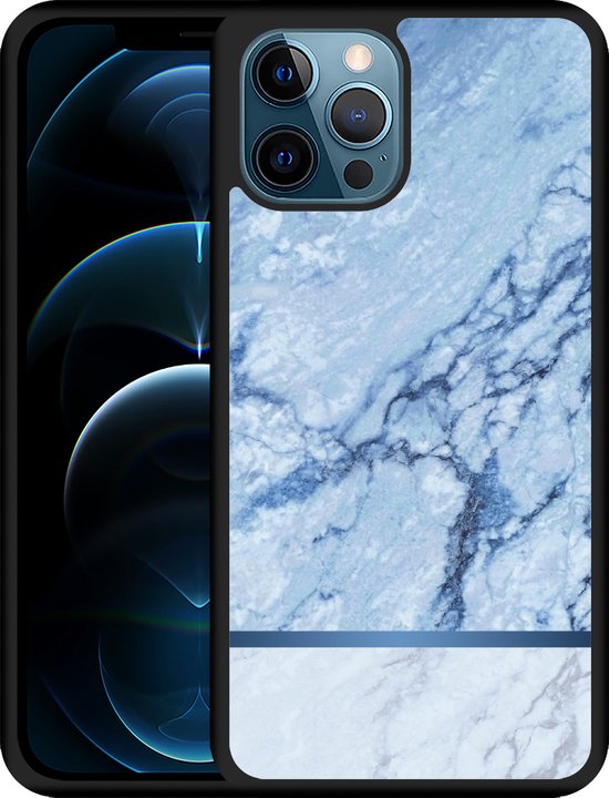 iPhone 12 Pro Max Hardcase hoesje Blauw Marmer - Designed by Cazy | bol.com