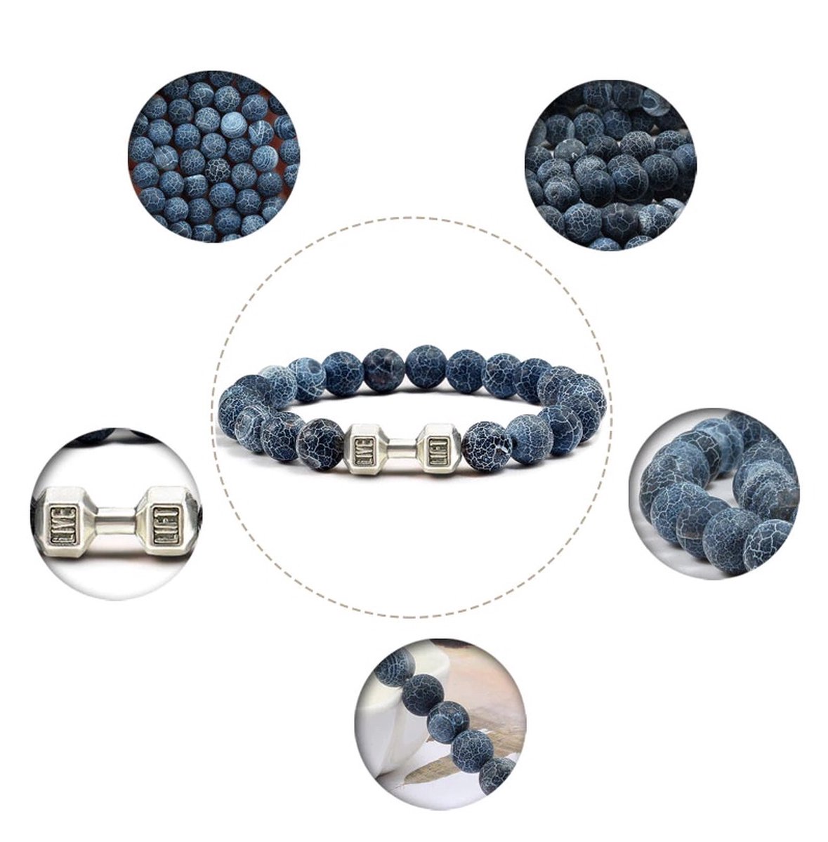 Armband Lift & Live Black 'n Gold - Fitness fashion - Kralen armband ...