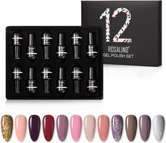 Rosalind® Gellak starterspakket - 12 kleuren - Gel nagellak set - UV ...