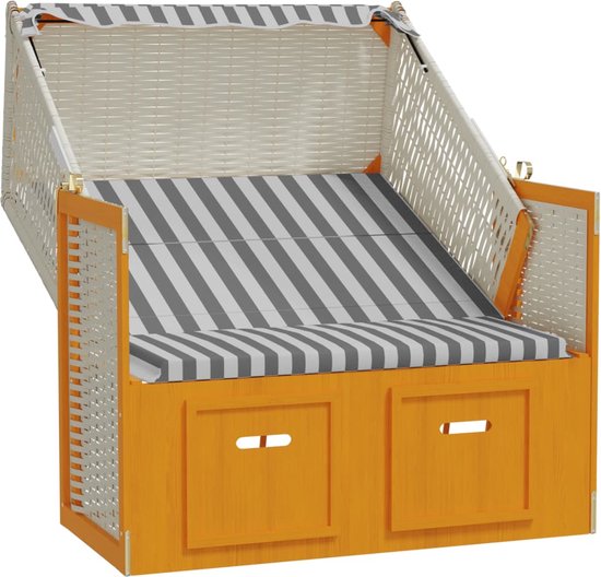Prolenta Premium - Strandstoel met luifel poly rattan en massief hout ...