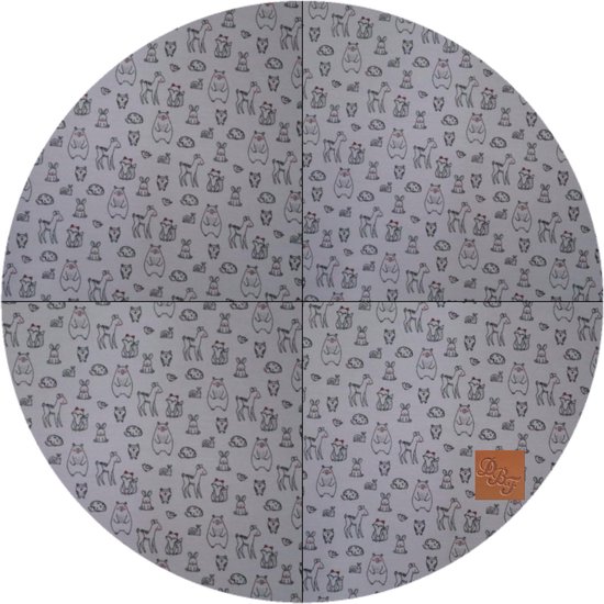Boxkleed rond diertjes grijs | bol