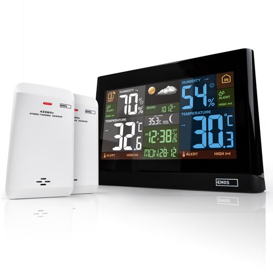 EMOS Weerstation, Draadloos Binnen- en Buitenweersysteem met ...