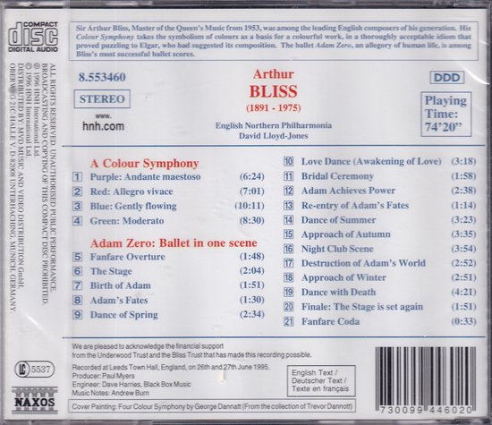 A Colour Symphony, Adam Zero - Arthur Bliss - English Northern Philharmonia o.l.v.... | bol