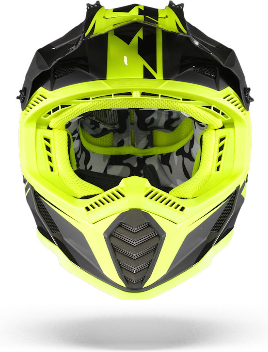 LS2 MX437 Fast Evo Roar Mat Zwart Hi-V Geel Crosshelm S | bol.com