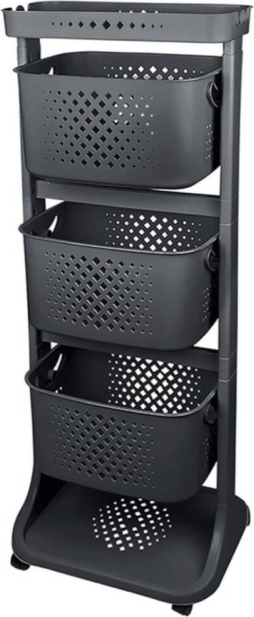 Concorde Badkamer opberg trolley/roltafel met 3 manden - antraciet ...