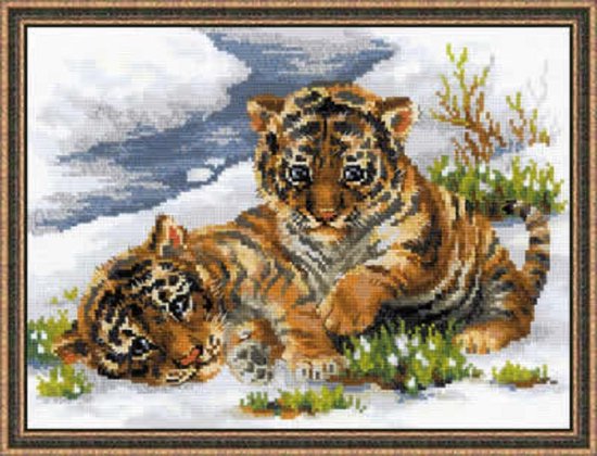 BORDUURPAKKET TIGER CUBS IN SNOW - RIOLIS -telpatroon om zelf te ...