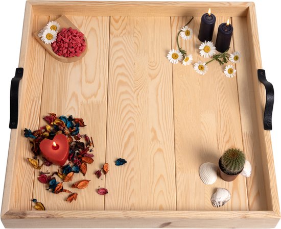 Rustiq decoratief dienblad - Dienblad voor hocker - Groot vierkant ...