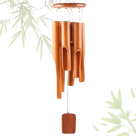 Bamboe windgong 6 buizen houten windgong outdoor & indoor bamboe ...