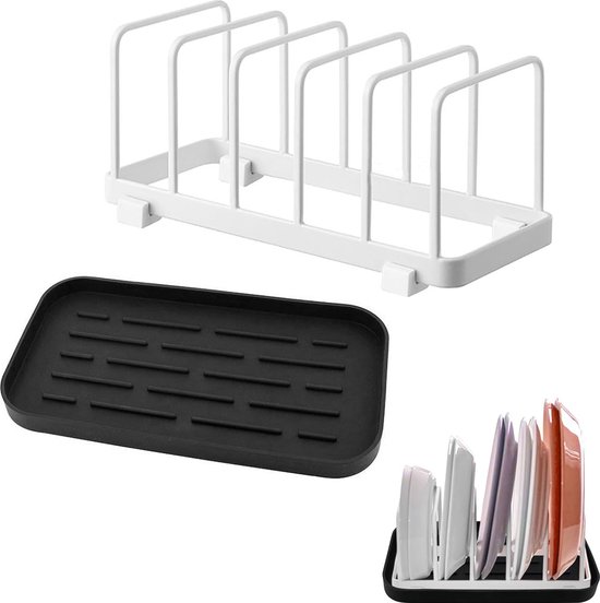 2 stuks bordenstandaard, afdruiprek, afdruiprek, afneembare afdruipbak ...