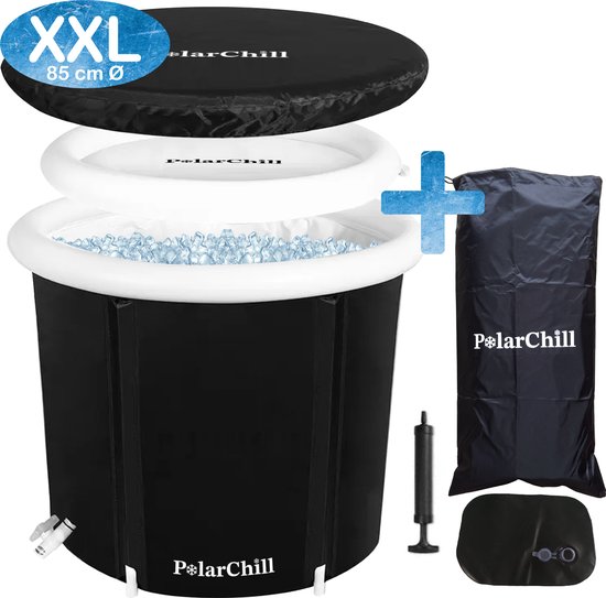 PolarChill® IJsbad 85 x 75 cm - Wit/ Zwart - Incl. Draagtas - Geschikt ...