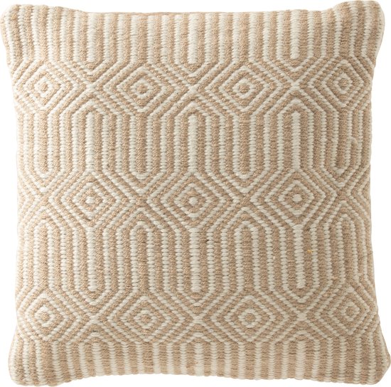 J-Line kussen Ibiza - polyester - naturel/wit | bol