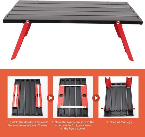 Opvouwbare Mini Lage Camping Tafel Roll Up Aluminium Table Top voor ...