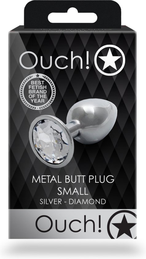 Shots - Ouch! OU796SIL - Round Gem Butt Plug - Small - Silver / Diamond ...