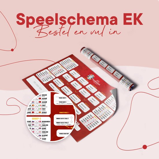 EK 2024 Speelschema | Rode Duivels | A1 | Rood | 84,1 x 59,4 cm | bol