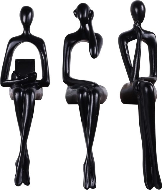 Zittende figuur, abstract beeld van een denkend persoon op een ...