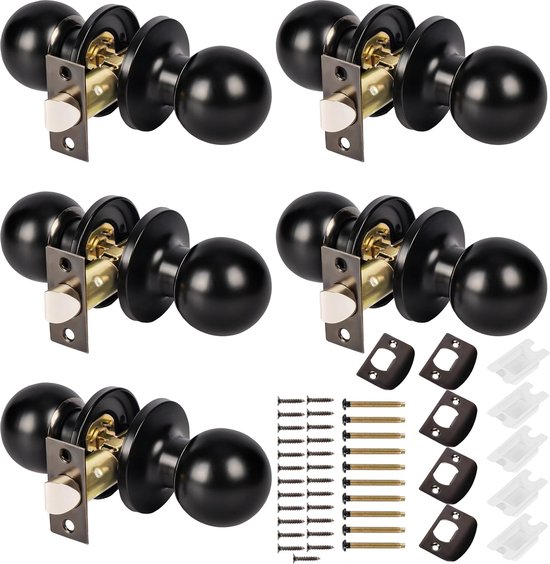 Deurslot, rond, sleutel, set van 5 stuks, roestvrij stalen deurknopset ...