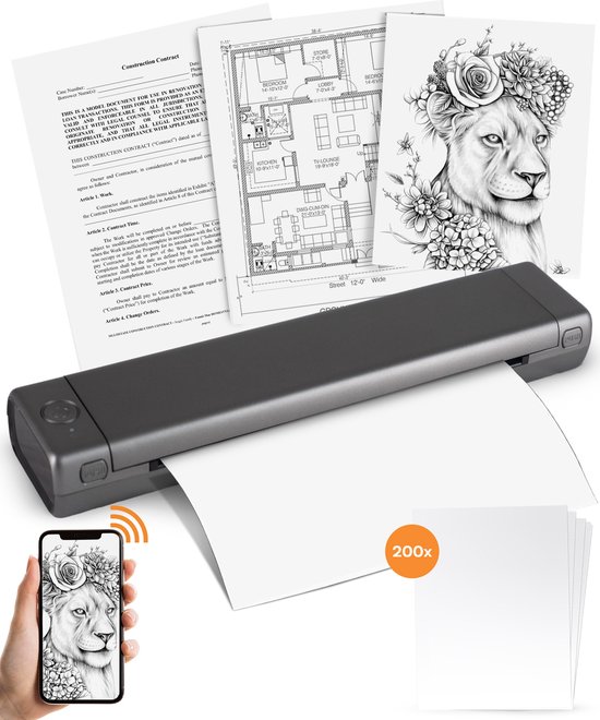 Pora&Co - Thermal Printer - Portable Printer A4 - Draagbare Printer A4 ...