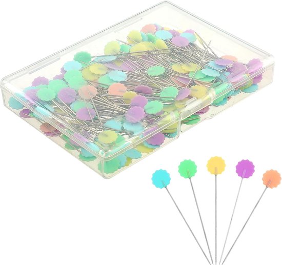 200 stuks spelden, bloemkop, naainaalden, spelden met kop, lang, 5 cm ...