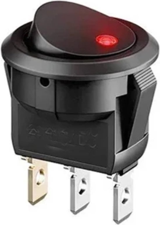 TLVX Sterke Schakelaar Rond Zwart met Rood lampje 1 stuks – LED ...